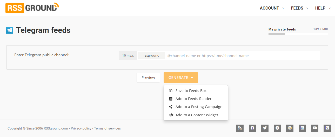 Telegram Feeds User Guide